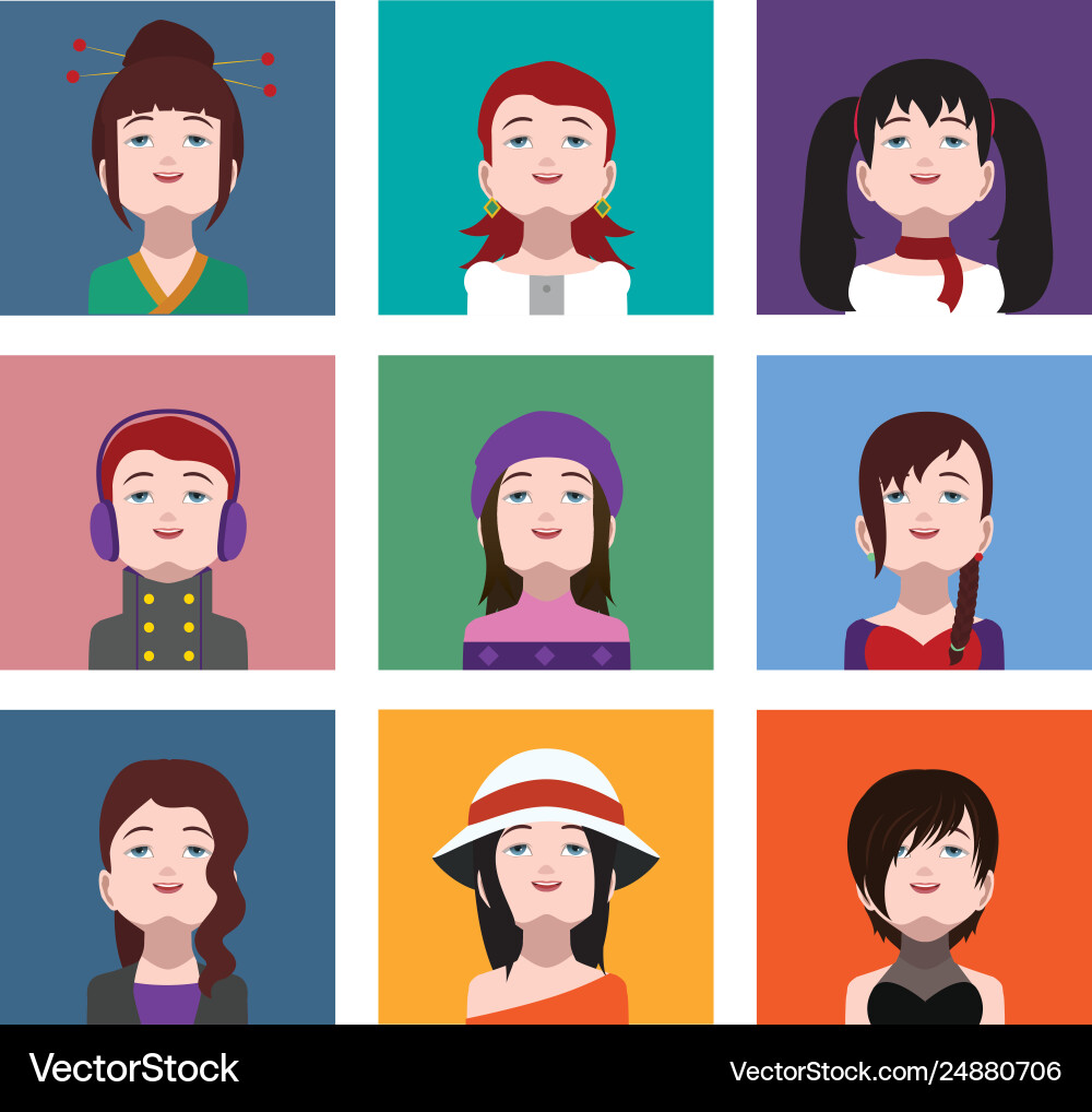 People avatars with colorful backgrounds Vector Image