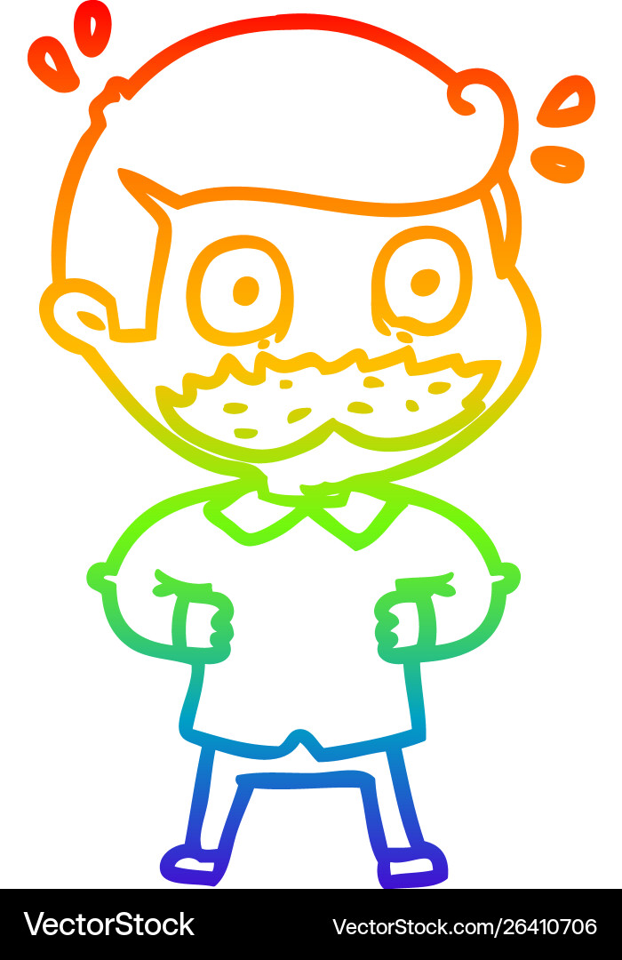 Rainbow gradient line drawing cartoon man Vector Image