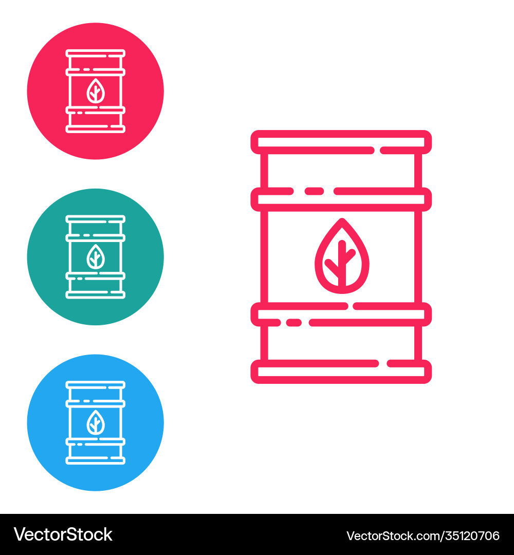 Red line bio fuel barrel icon isolated on white Vector Image