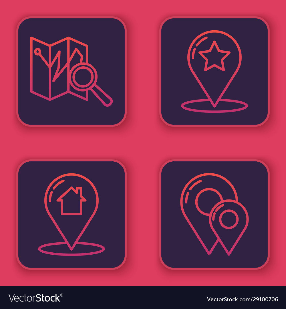 Set line folded map with location marker map Vector Image