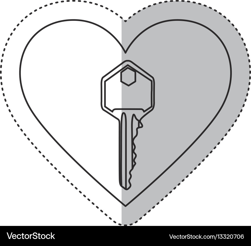 Sticker monochrome contour with heart frame Vector Image