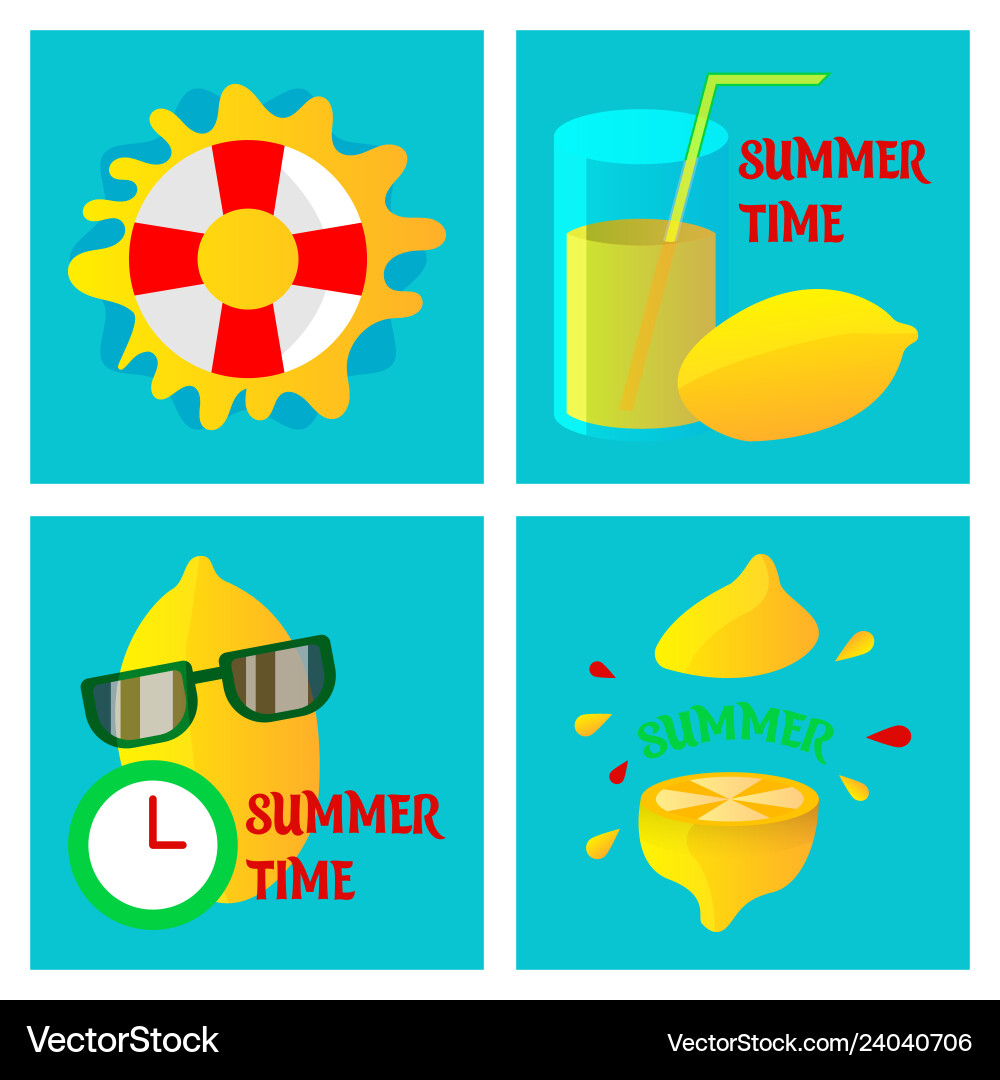 Summer time poster with cute in cartoon Royalty Free Vector