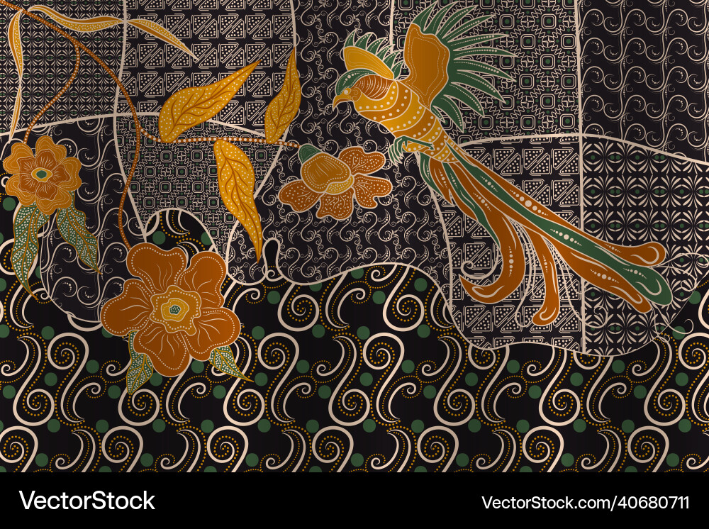 Abstract traditional batik bird motif Royalty Free Vector