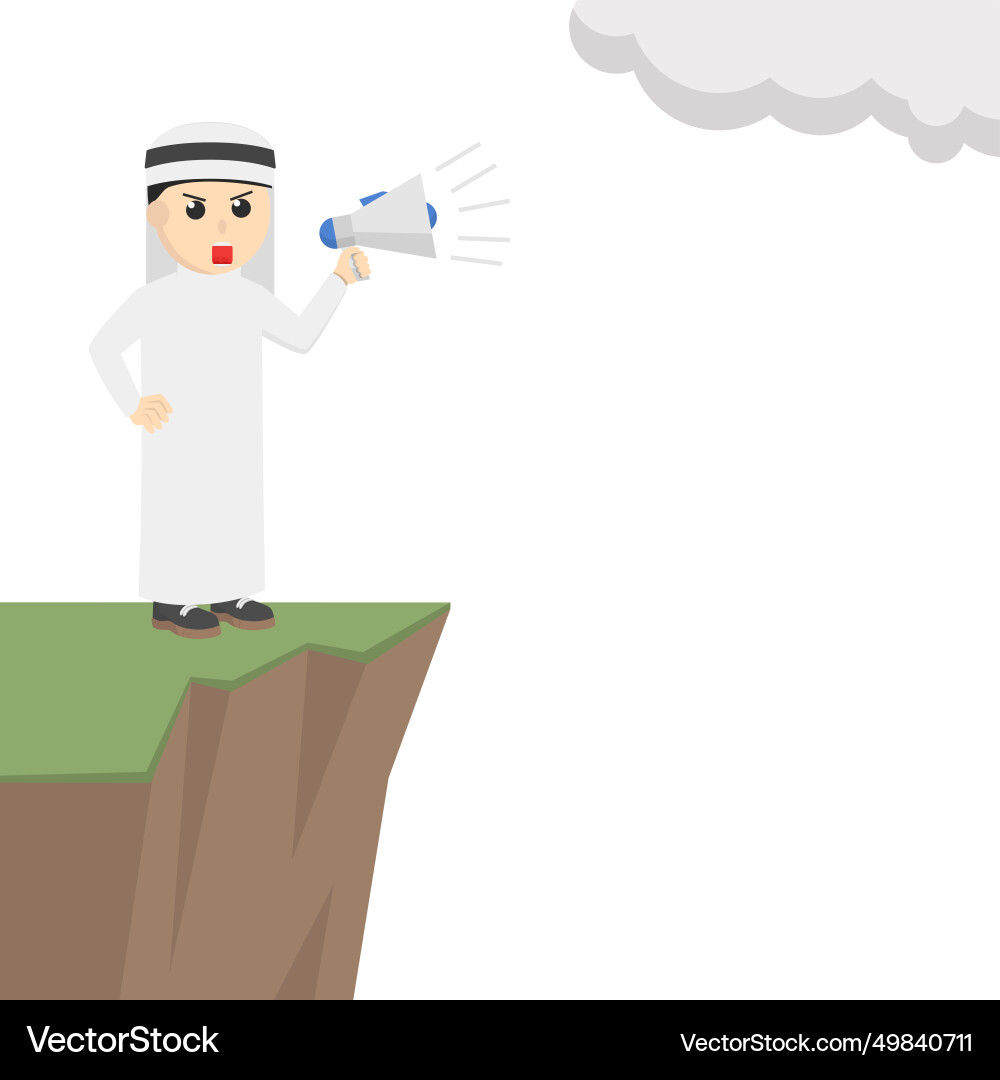 Businessman arabian shouting by megaphone Vector Image