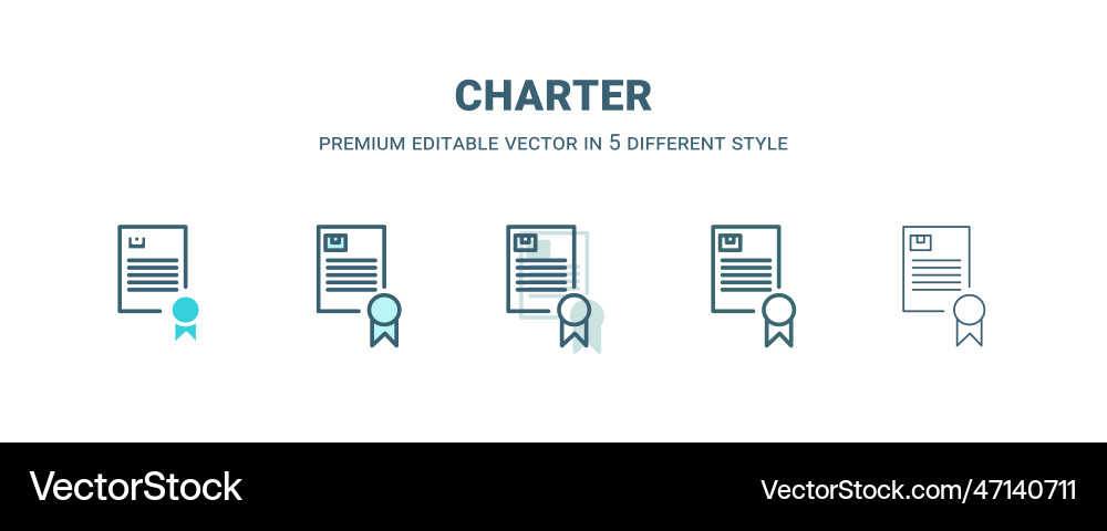 Charter icon in 5 different style outline filled Vector Image