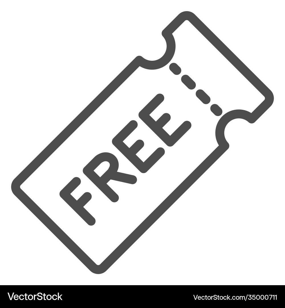 Discount coupon with text for free line icon Vector Image