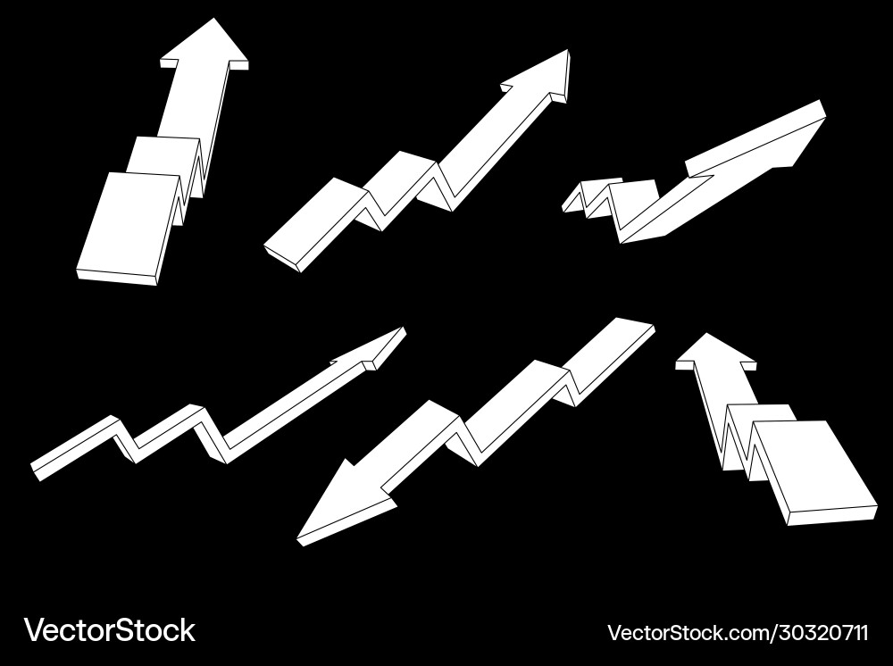 Financial indication arrows up white flat signs Vector Image