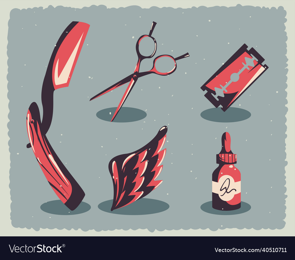 Five barber items Royalty Free Vector Image - VectorStock
