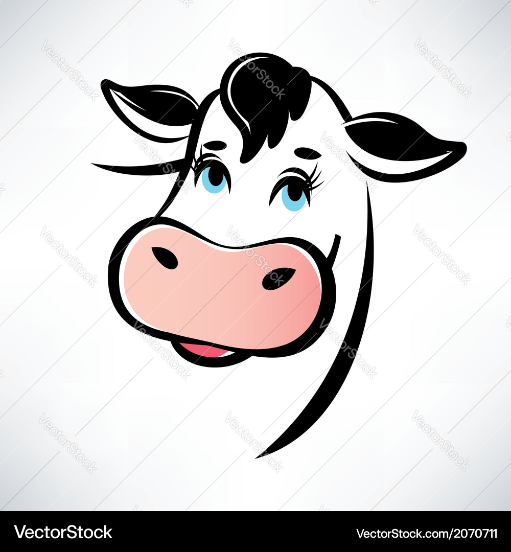 Happy cow portrait outlined symbol Royalty Free Vector Image