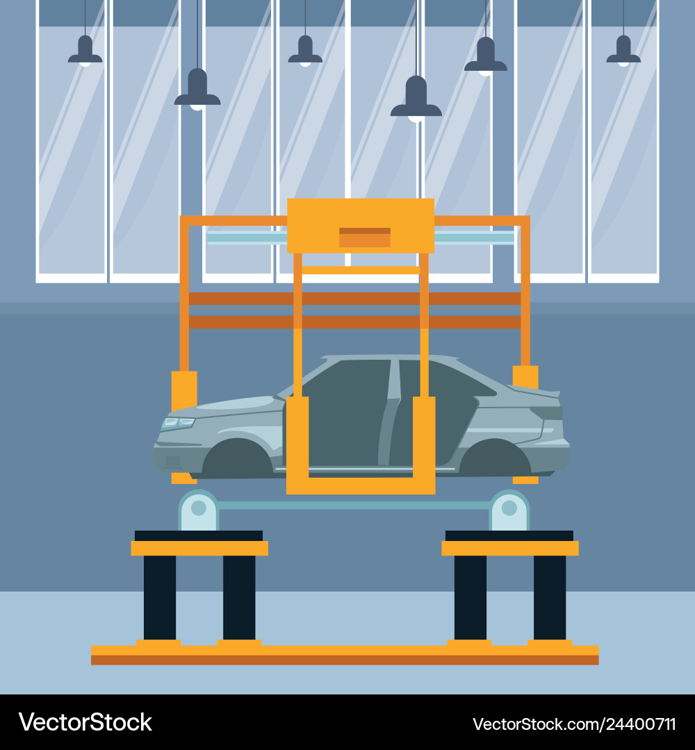 Industry car manufacturing cartoon Royalty Free Vector Image