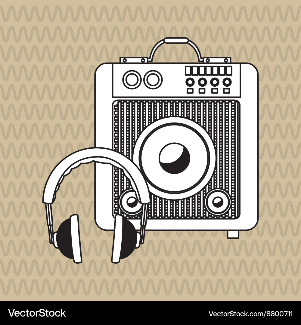 Music icon retro concept flat Royalty Free Vector Image
