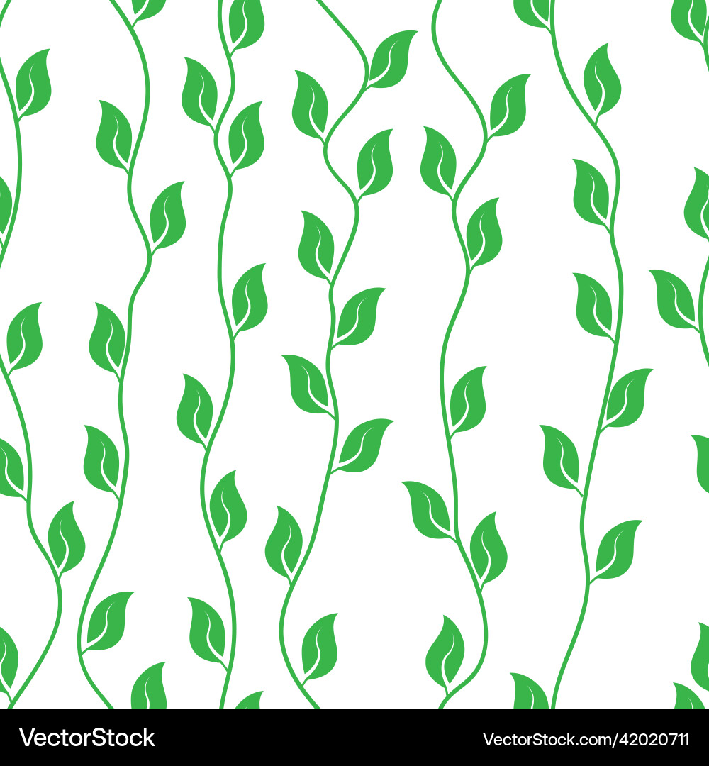 Seamless pattern of green stems and leaves Vector Image