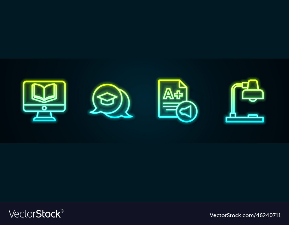 Set line online class graduation cap speech Vector Image Set line online class graduation cap speech Vector Image