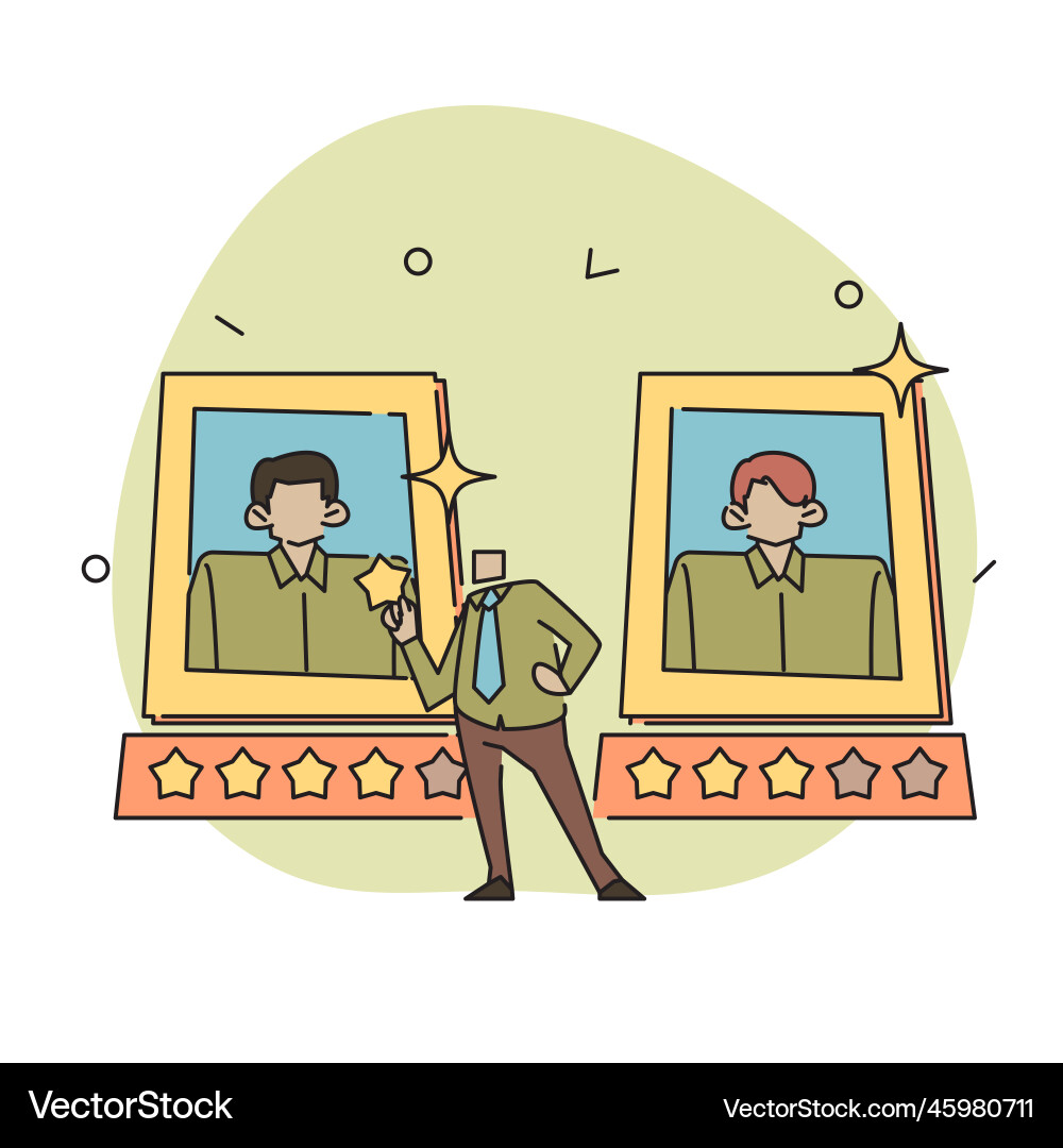 Spotting excellence a character evaluates Vector Image