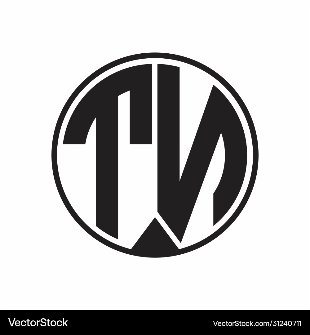 Tn logo monogram circle with piece ribbon style Vector Image