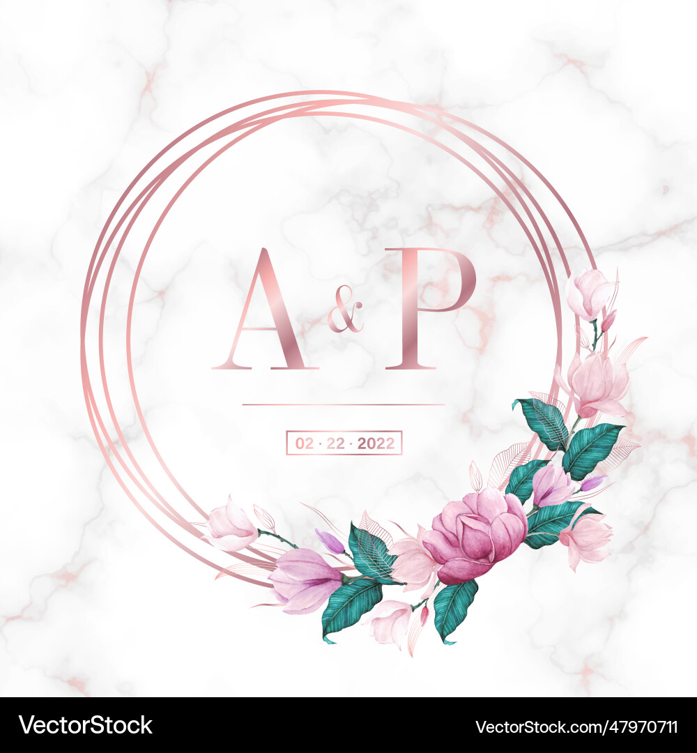 Wedding monogram logo design template watercolor Vector Image
