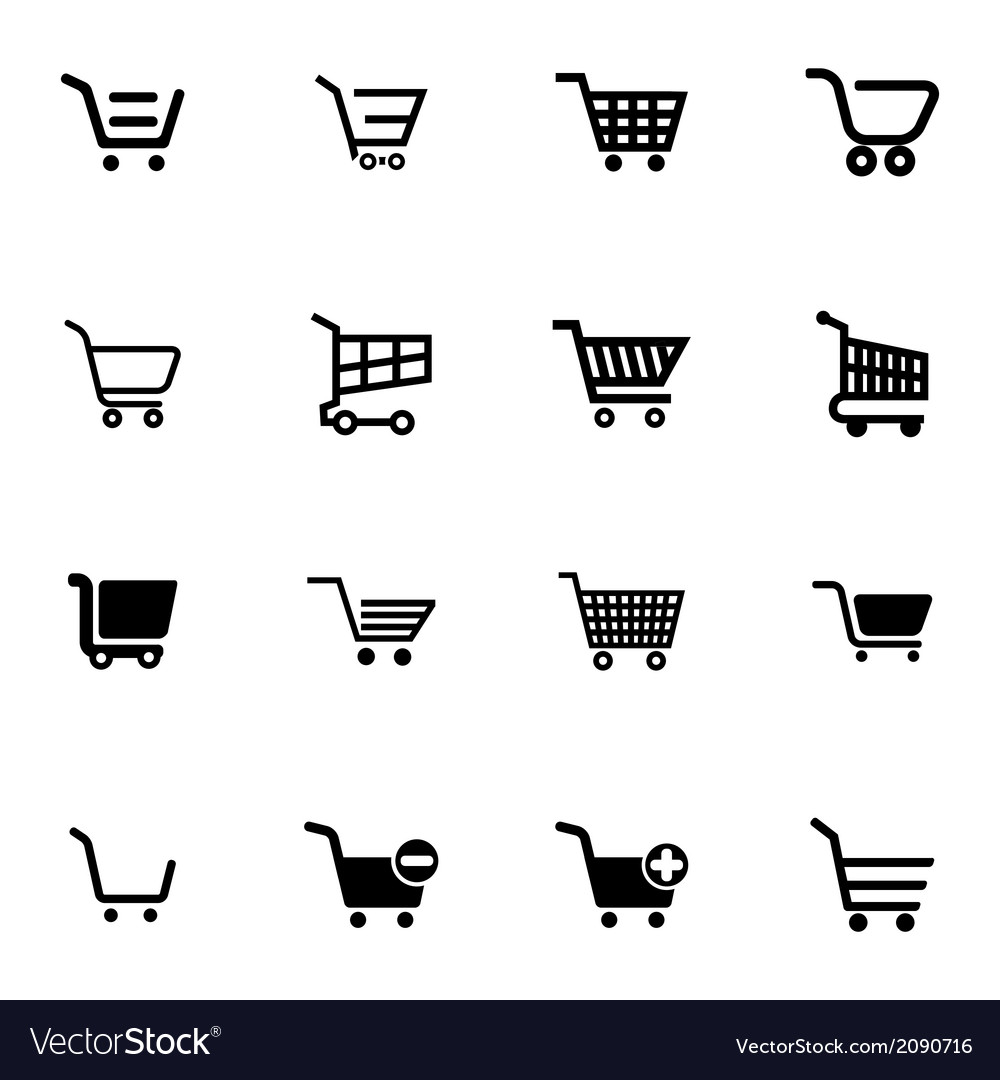 Black Shopping Cart Icons Set Royalty Free Vector Image