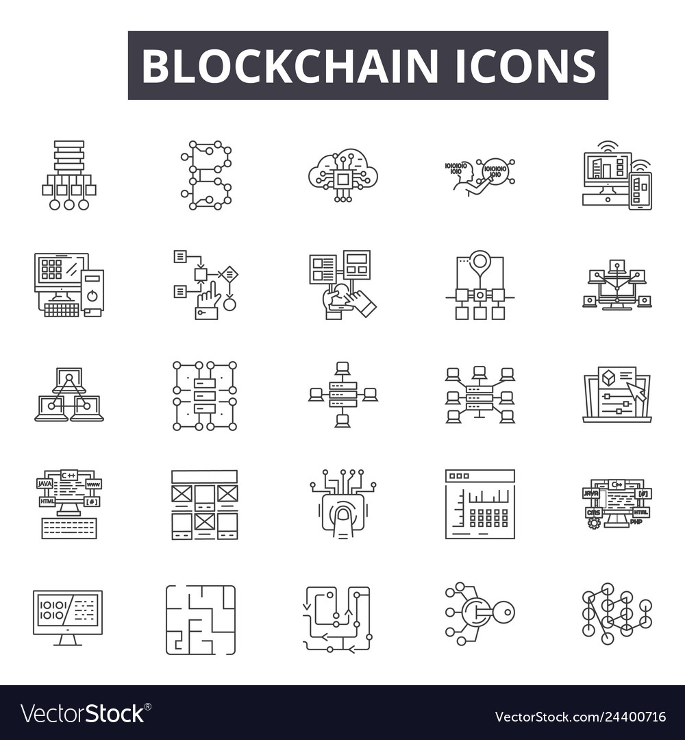 Blockchain line icons for web and mobile design Vector Image