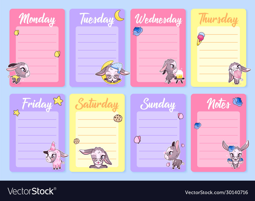 Cute Kawaii Weekly Planner Template