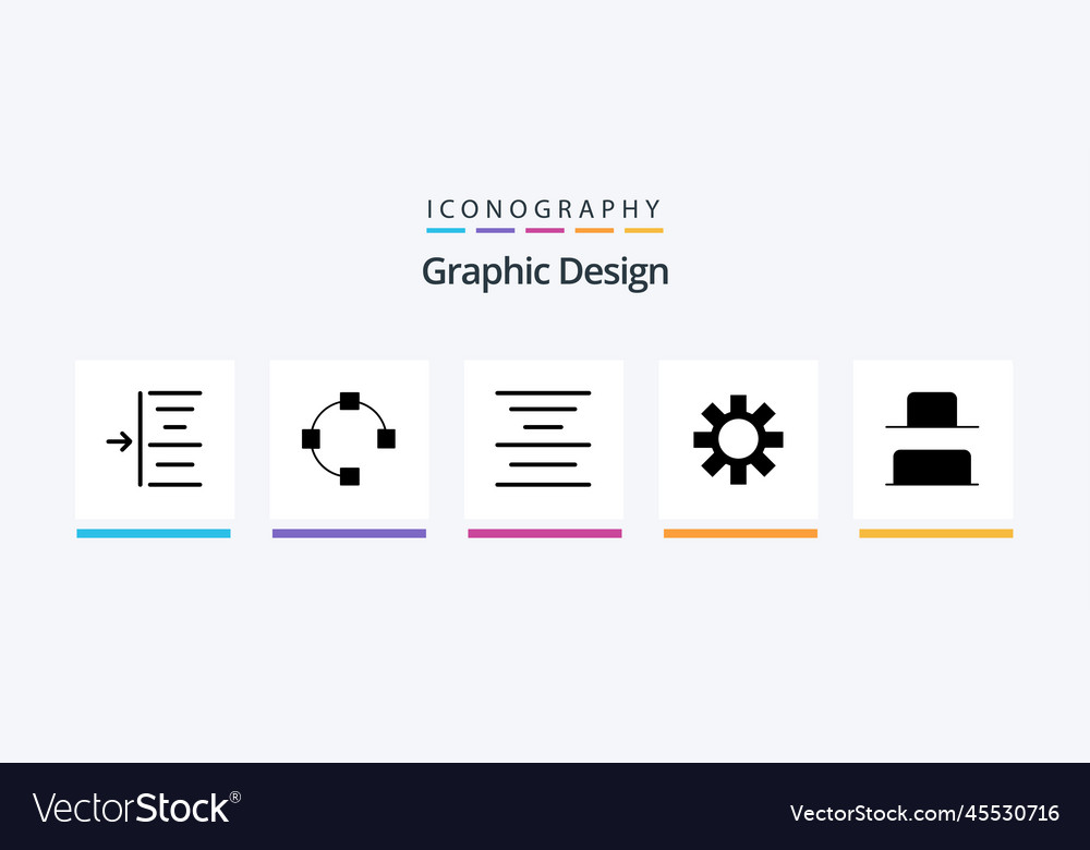 Design glyph 5 icon pack including text vertical Vector Image