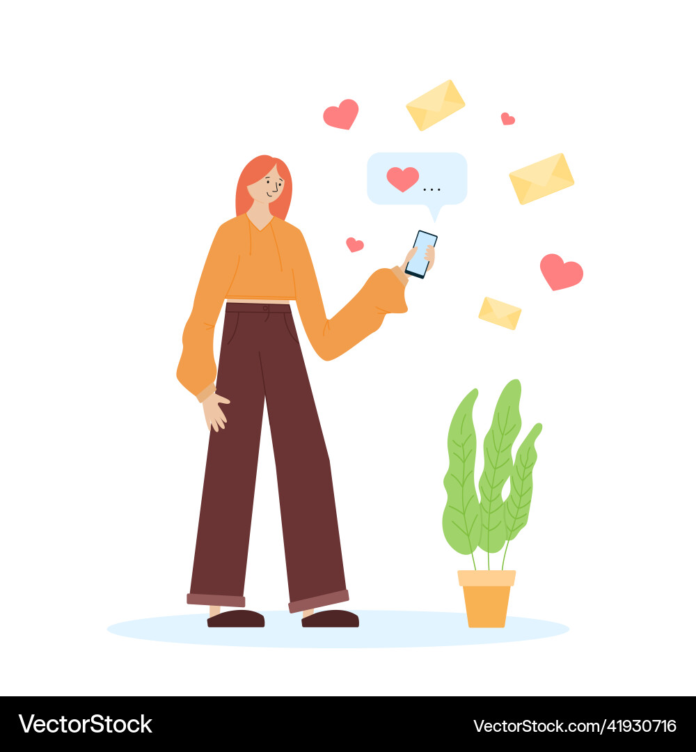 Girl with a mobile phone Royalty Free Vector Image