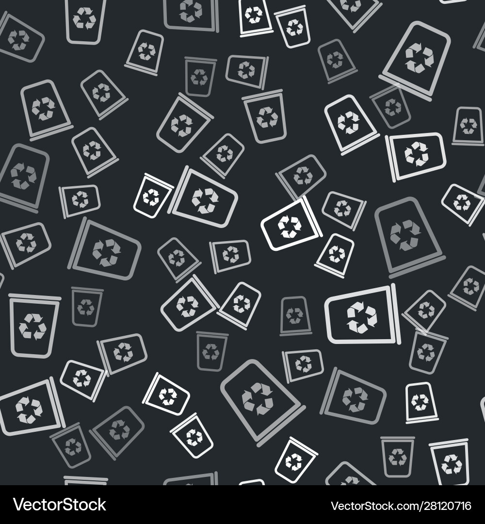 Grey recycle bin with recycle symbol icon isolated