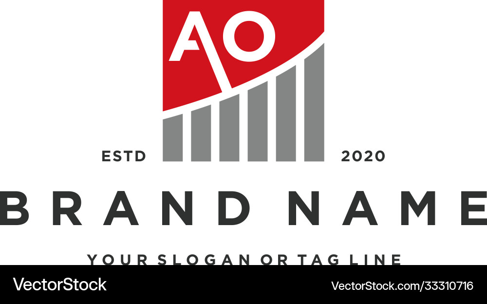Letter ao chart financial logo design Royalty Free Vector