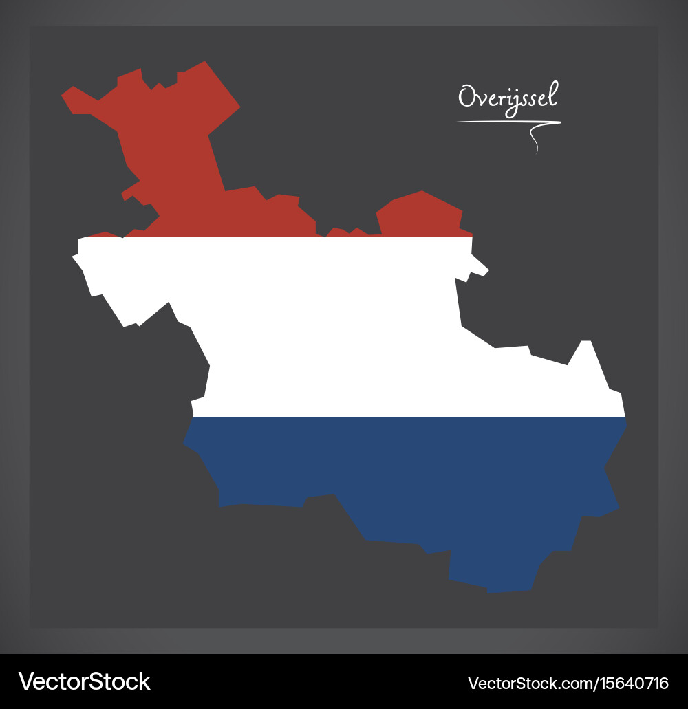 Overijssel netherlands map with dutch national Vector Image