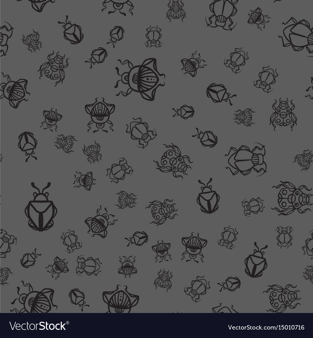 Seamless pattern with black bugs Royalty Free Vector Image