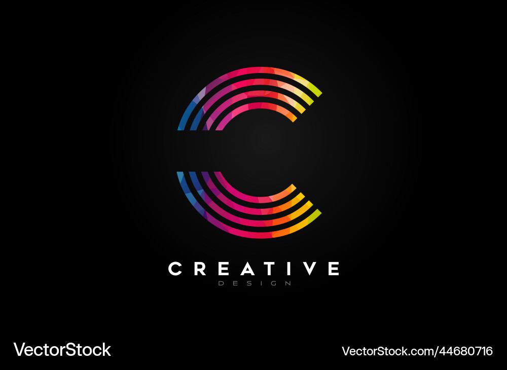 Vibrant lines letter c logo with lines Royalty Free Vector