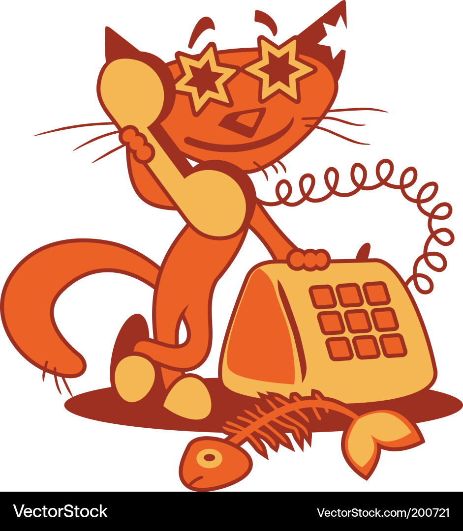 Cartoon phone cat Royalty Free Vector Image - VectorStock