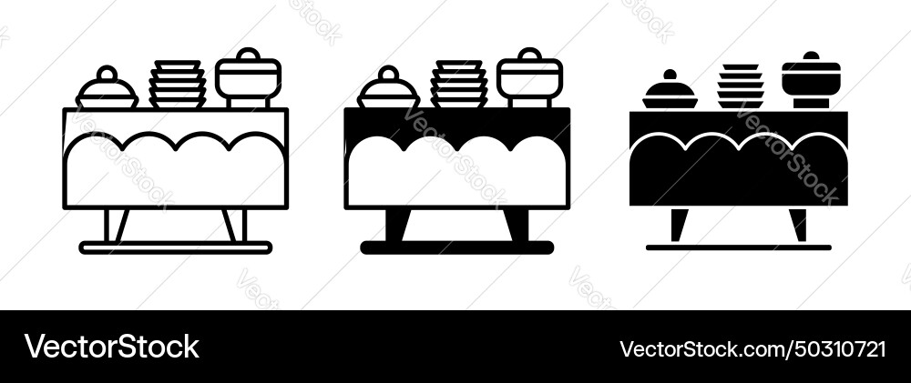 Catering buffet icon set banquet party covered Vector Image