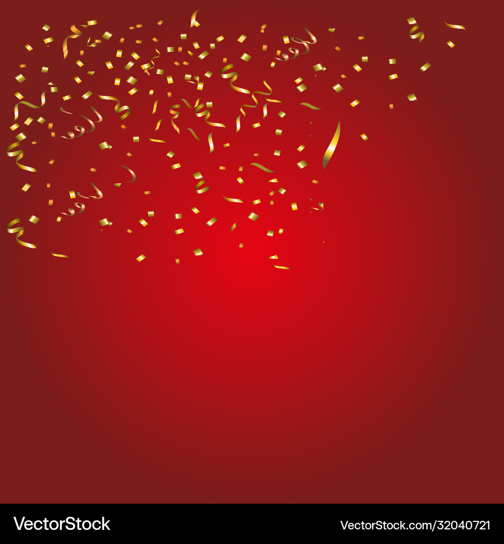 Colorful bright golden confetti on red background Vector Image