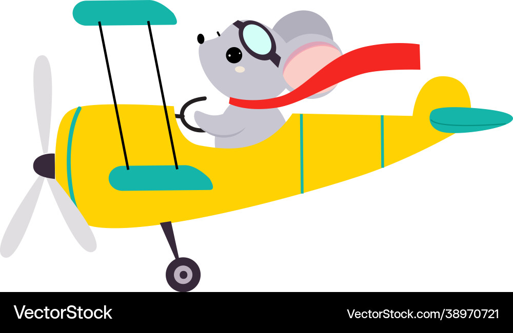 Cute mouse animal with fluttering scarf flying Vector Image