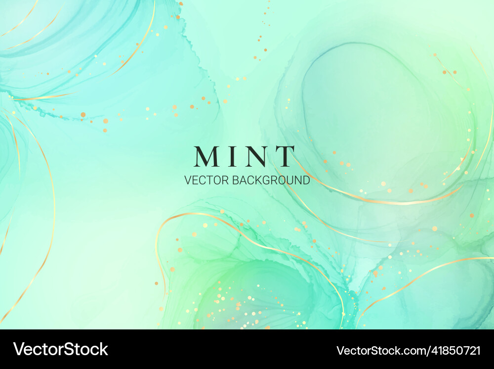 Cyan mint liquid marble watercolor background Vector Image