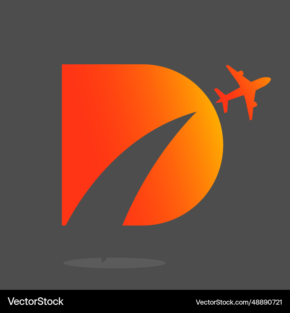 D letter aerplane travelling logo modern design Vector Image