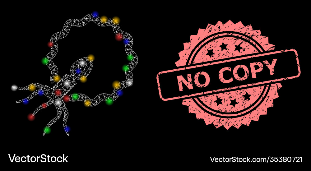 Distress no copy stamp seal and net virus Vector Image