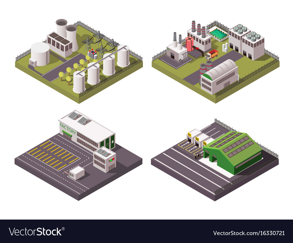 Factory composition 2x2 set Royalty Free Vector Image