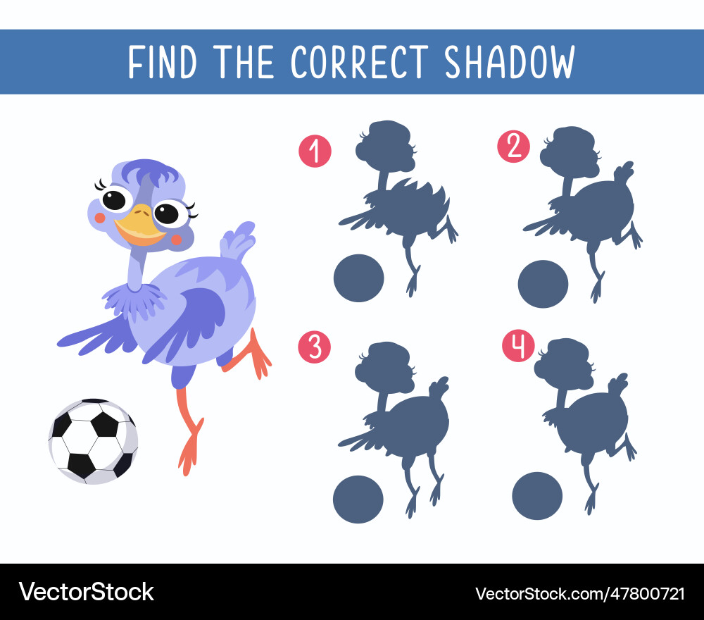 Find the right shadow puzzle game for kids cute Vector Image