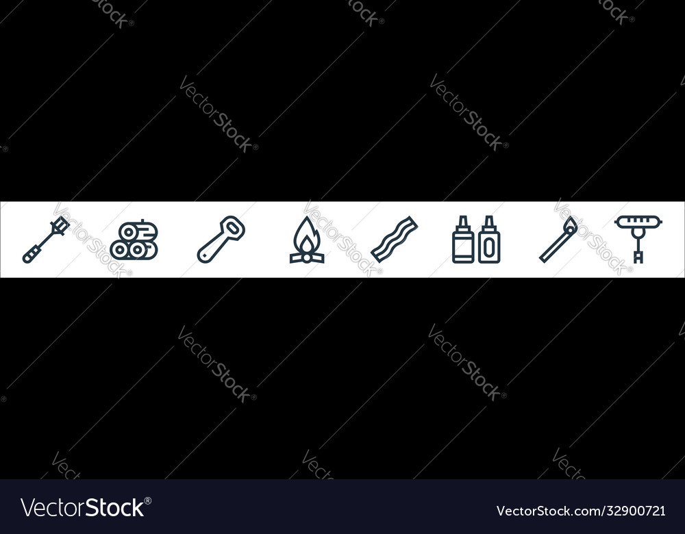 Flat barbecue line icons linear set quality line Vector Image