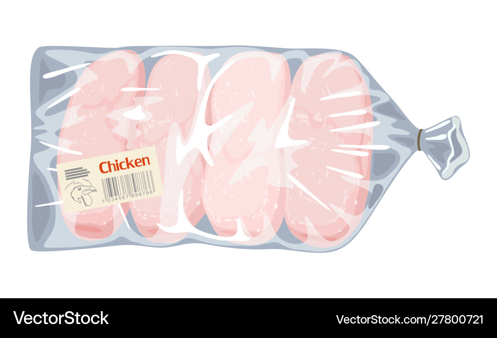 Frozen raw boneless skinless chicken breasts in Vector Image