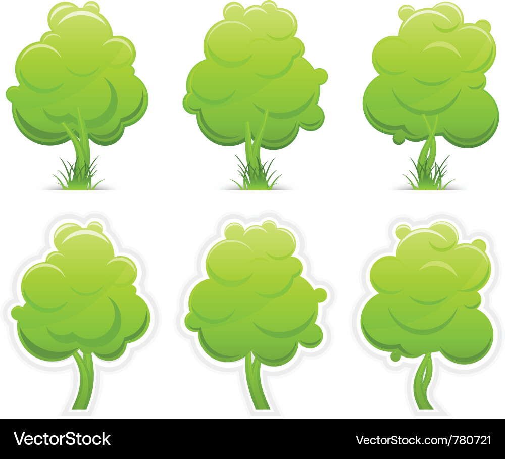 Green trees with grass Royalty Free Vector Image