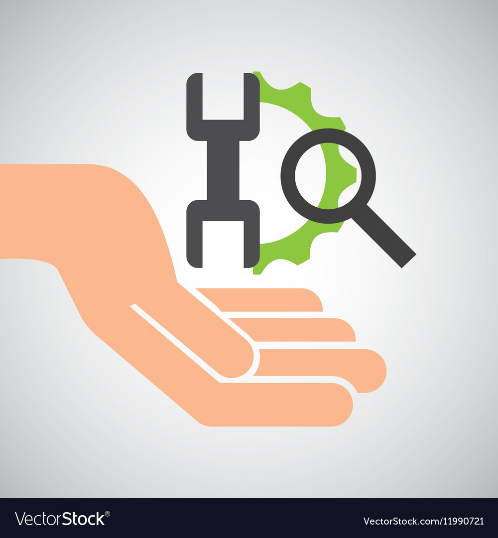 Hand optimization technology tool gear icon Vector Image