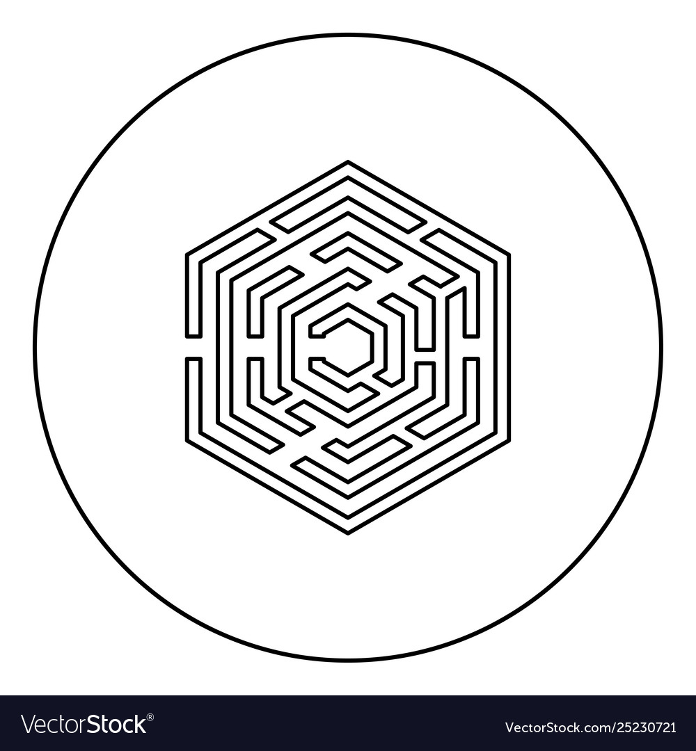 Hexagonal maze hexagon labyrinth with six Vector Image Hexagonal maze hexagon labyrinth with six Vector Image