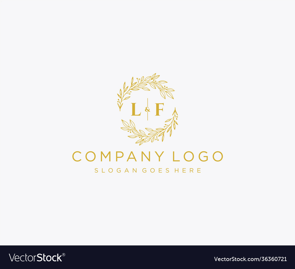 Initial lf letters floral frames monogram wedding Vector Image