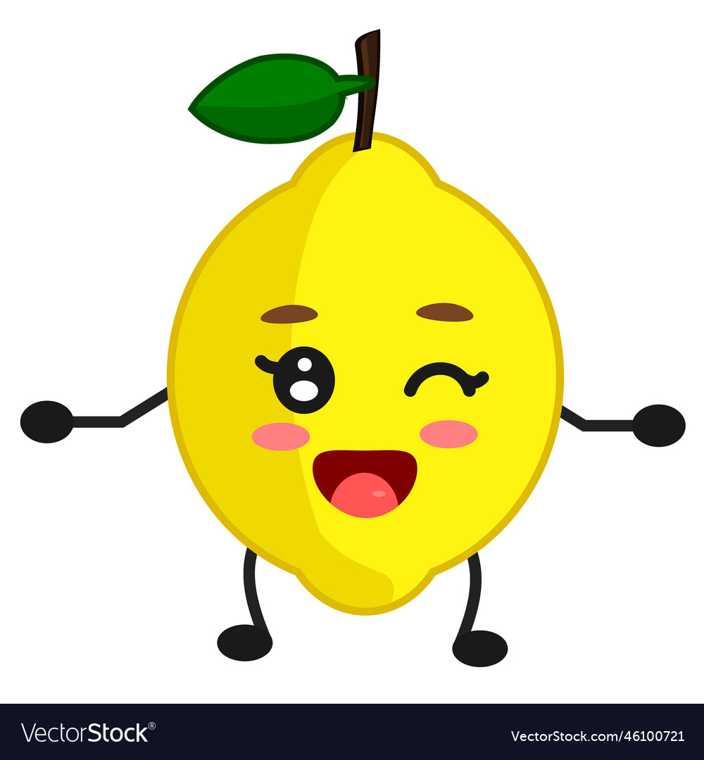 Kawaii Lemon Cartoon Character Royalty Free Vector Image
