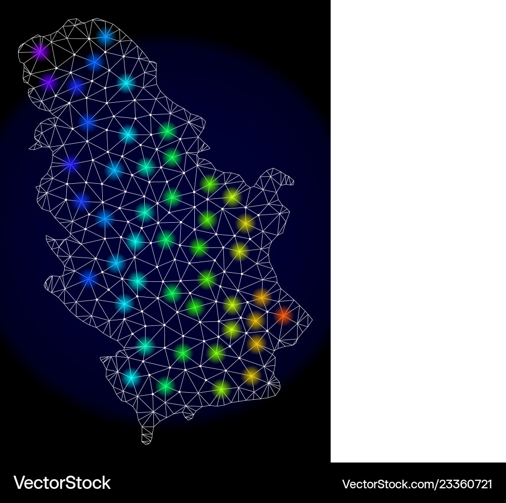 Polygonal 2d mesh map of serbia with bright light Vector Image