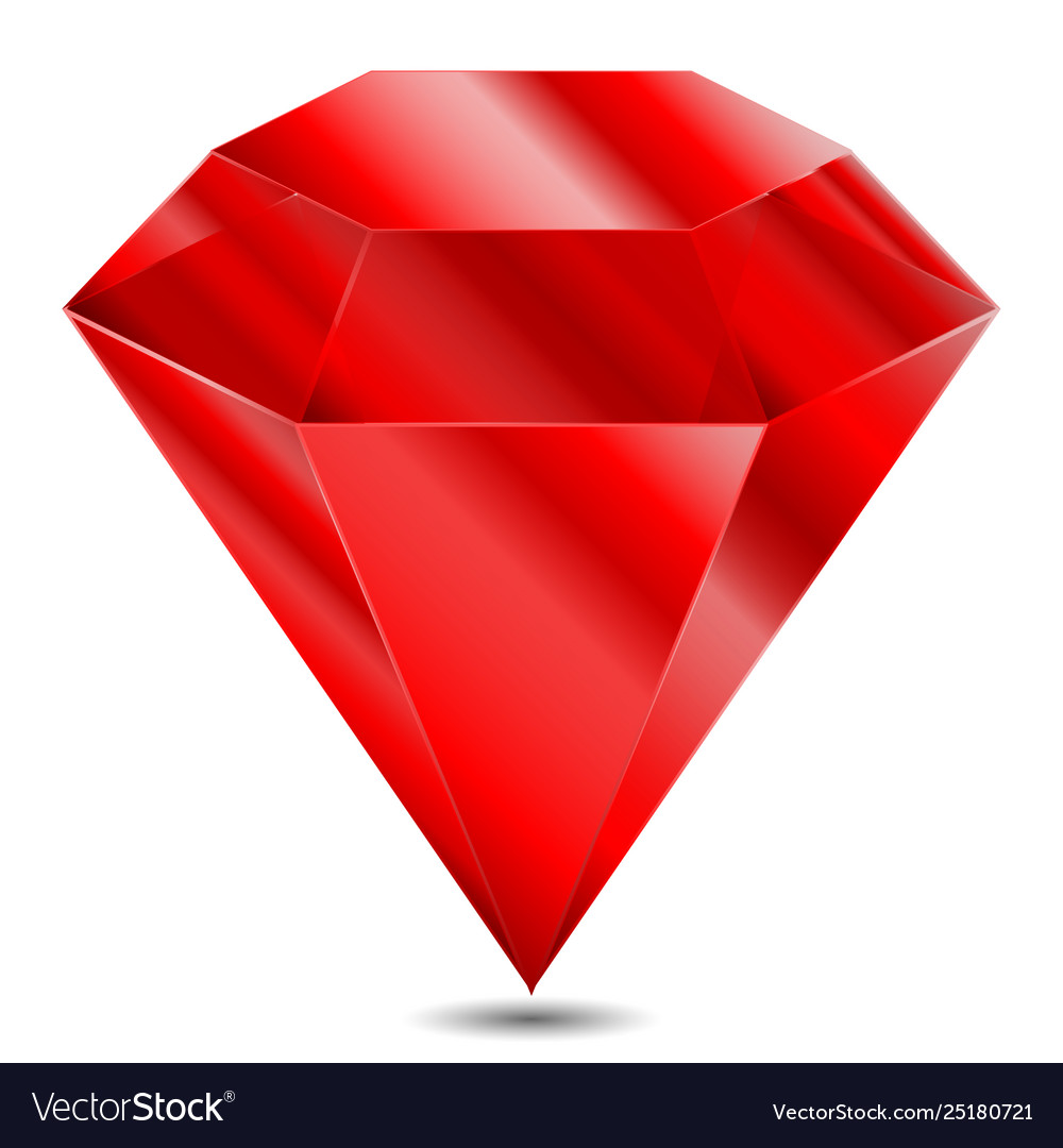 Realistic red ruby isolated on white background Vector Image
