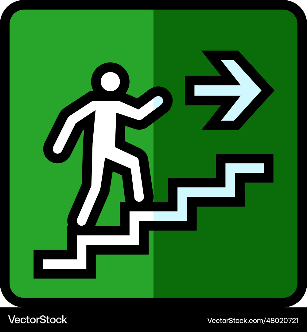 Stairway up evacuation emergency color icon Vector Image