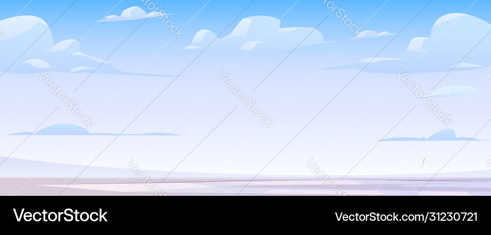 Winter landscape with frozen lake and clouds Vector Image
